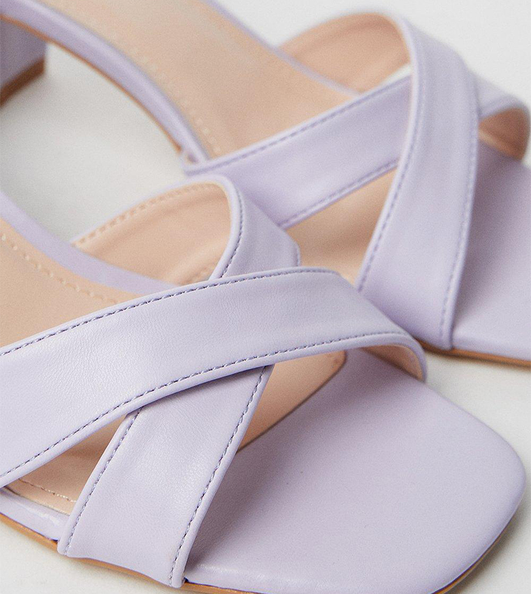 Buy Dorothy Perkins Simona Cross Strap Mid Block Heel Sandals In Purple ...
