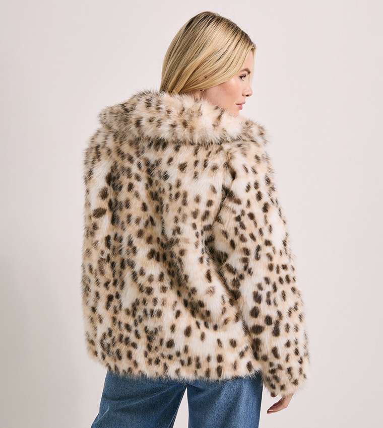 Buy Dorothy Perkins Deer Animal Print Fur Coat In Beige | 6thStreet ...