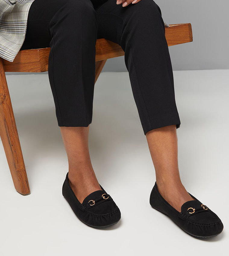 Buy Good For The Sole Buckle Detail Round Toe Flat Shoes In Dark Tan ...