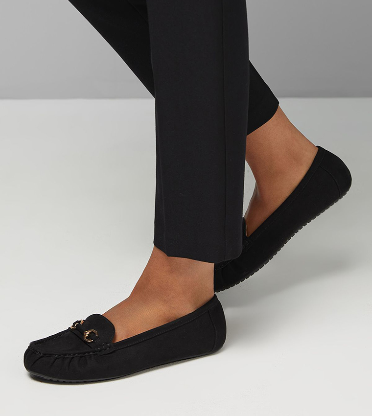 Buy Good For The Sole Buckle Detail Round Toe Flat Shoes In Dark Tan ...