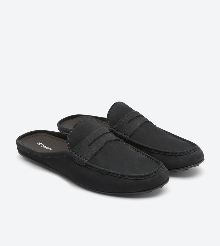 Buy Dune London Backless Penny Driver Loafers Navy BUDDY DI In Navy ...