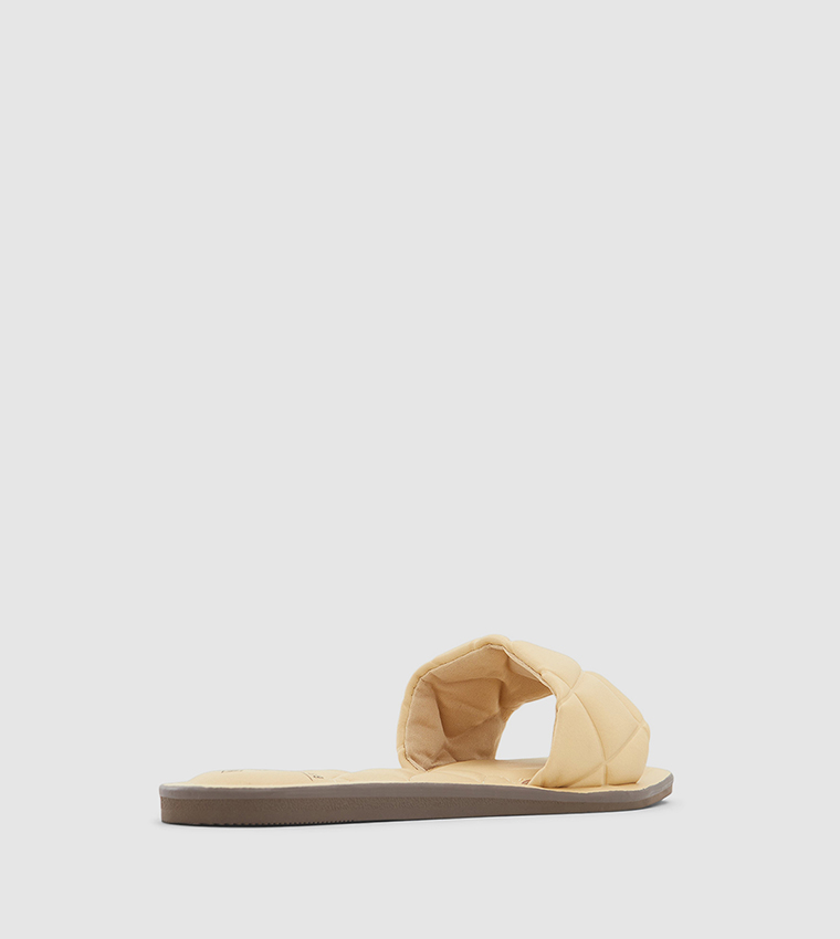 Buy Call It Spring Buffy Flat Round Toe Flat Sandals In Yellow ...