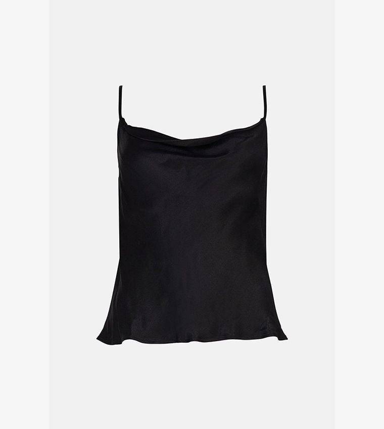 Buy Warehouse Satin Cowl Neck Cami Top In Black | 6thStreet Saudi Arabia