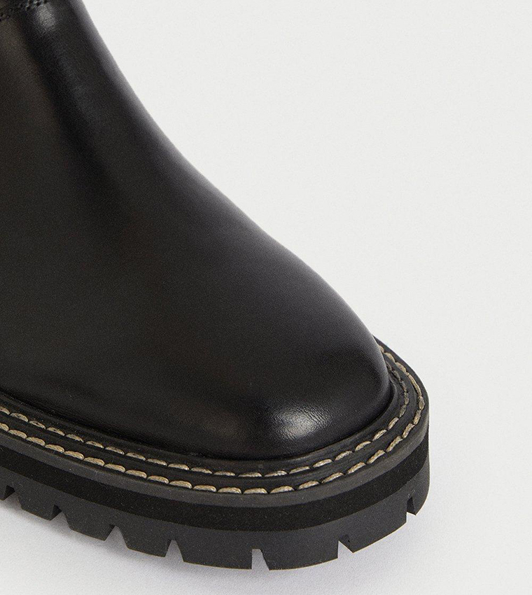Buy Warehouse Real Leather Double Stitch Chelsea Boots In Black ...