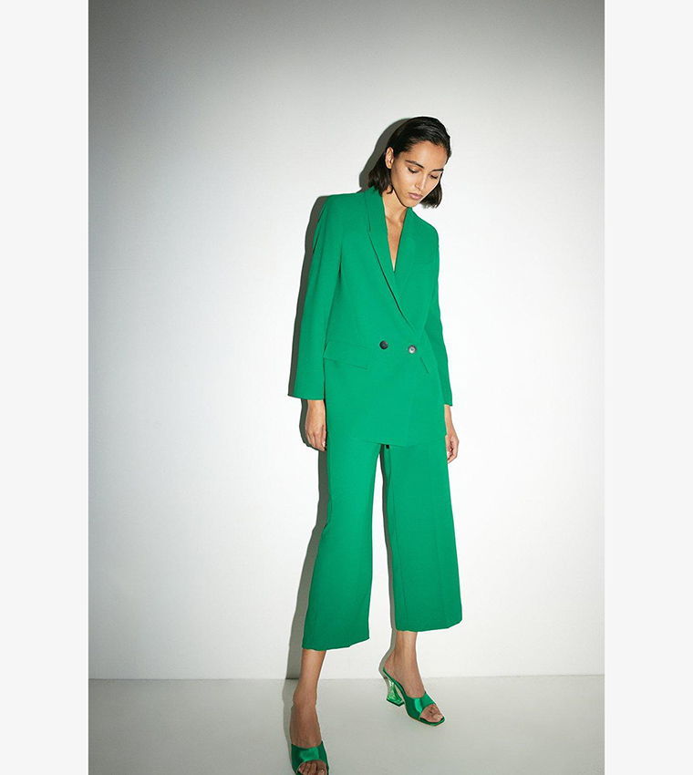 Buy Warehouse Relaxed Double Breasted Blazer In Green | 6thStreet Saudi ...