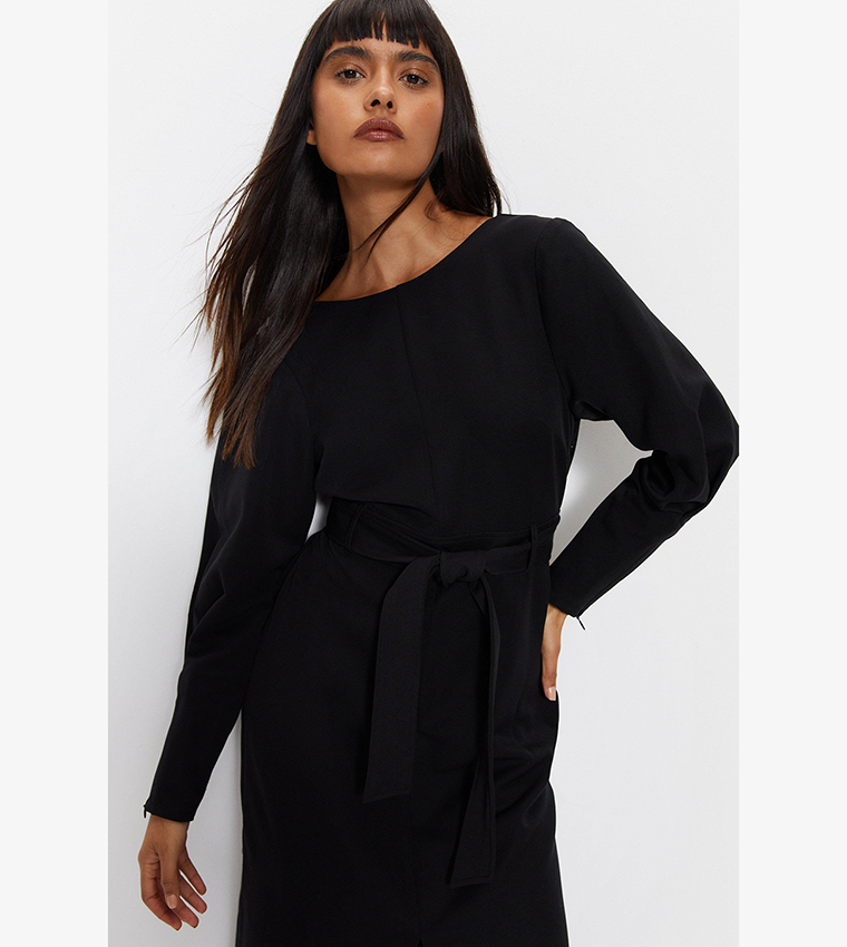 Buy Warehouse Tailored Midi Dress In Black | 6thStreet Kuwait