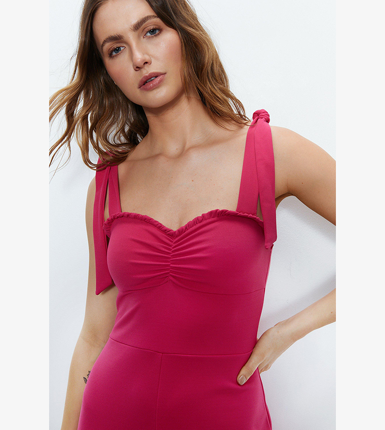 Buy Warehouse Scuba Crepe Wide Leg Jumpsuit In Pink | 6thStreet UAE