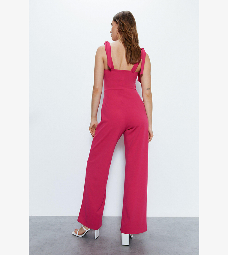 Buy Warehouse Scuba Crepe Wide Leg Jumpsuit In Pink | 6thStreet UAE