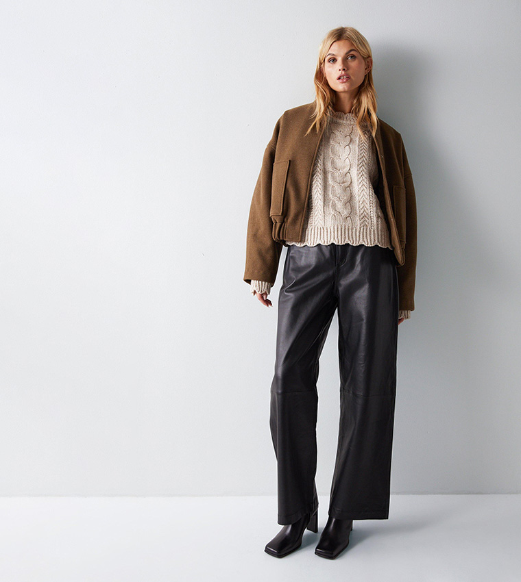 Buy Warehouse Cable Knit Long Sleeves Sweater In Beige | 6thStreet Bahrain