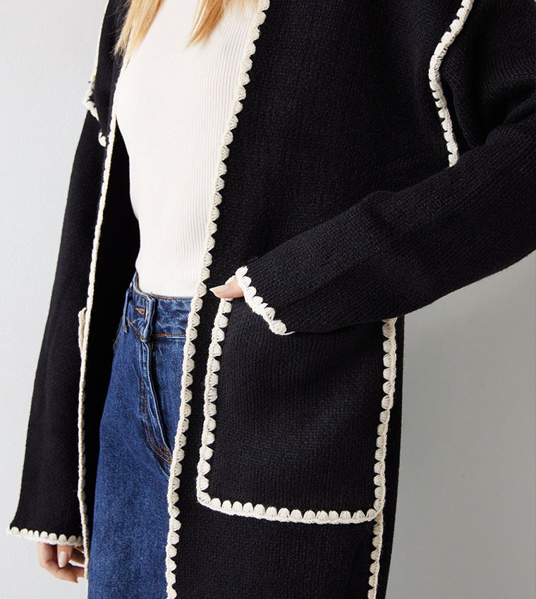 Buy Warehouse Contrast Stitch Cardigan In White | 6thStreet UAE