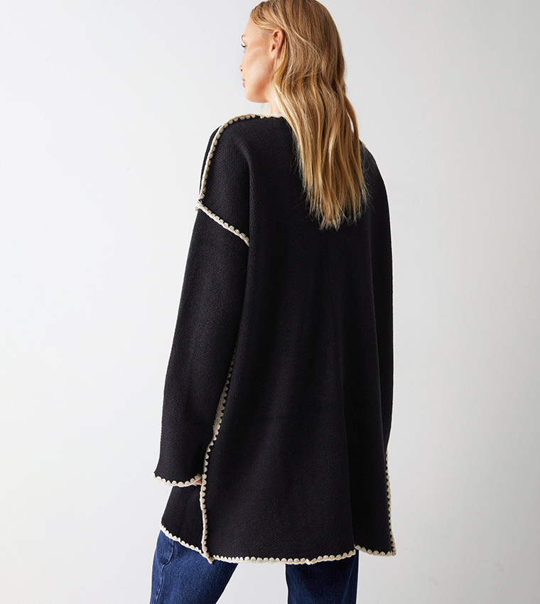 Buy Warehouse Contrast Stitch Cardigan In White | 6thStreet Qatar