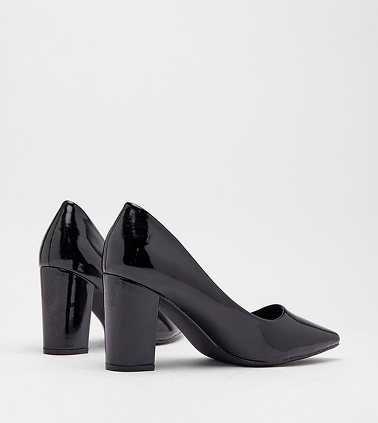 Buy Warehouse Patent Block Court Heels In Black | 6thStreet Kuwait