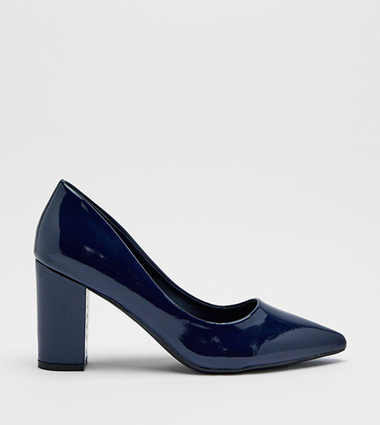 Buy Warehouse Patent Block Court Heels In Blue | 6thStreet Qatar