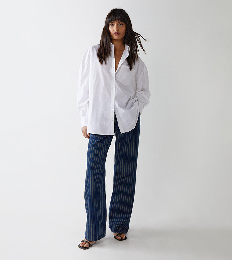 Buy Warehouse Solid Oversized Shirt In White | 6thStreet Saudi Arabia