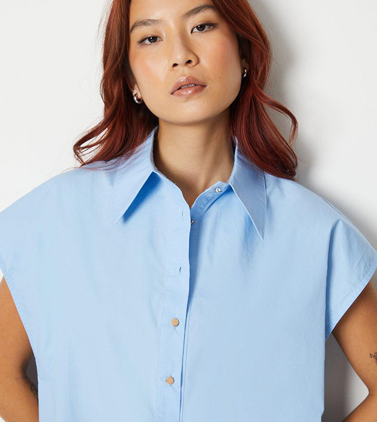 Buy Warehouse Boxy Button Through Shirt In Blue | 6thStreet UAE