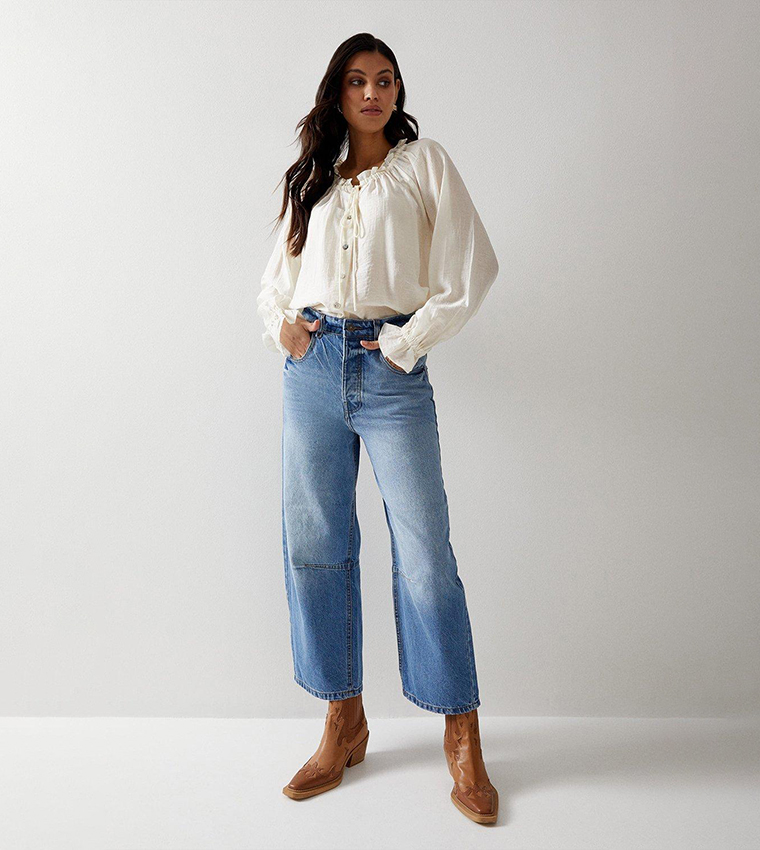 Buy Warehouse Button Through Smock Top In Ivory | 6thStreet Saudi Arabia