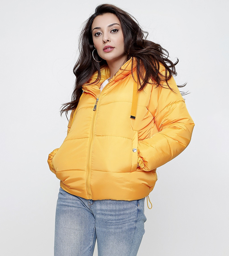 Buy By Saygı Inflatable Hooded Puffer Jacket In Yellow | 6thStreet Kuwait
