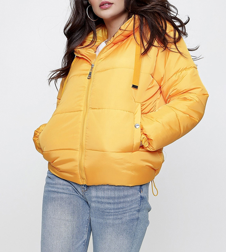 Buy By Saygı Inflatable Hooded Puffer Jacket In Yellow | 6thStreet Kuwait