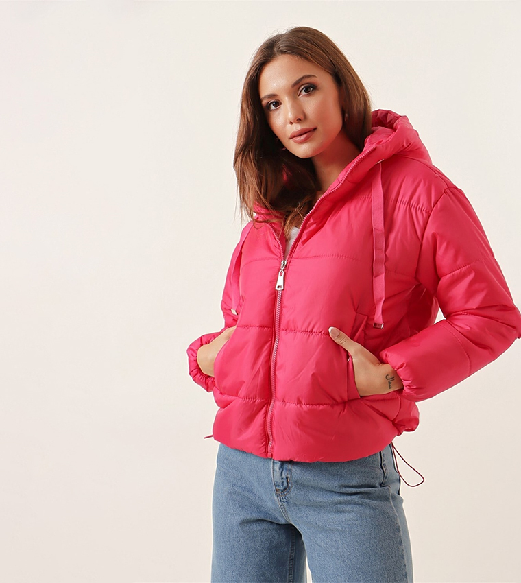 Buy By Saygı Inflatable Hooded Puffer Jacket In Pink | 6thStreet Saudi ...