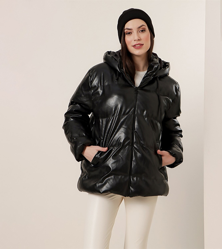 Buy By Saygı Solid Hooded Puffer Jacket In Black | 6thStreet UAE
