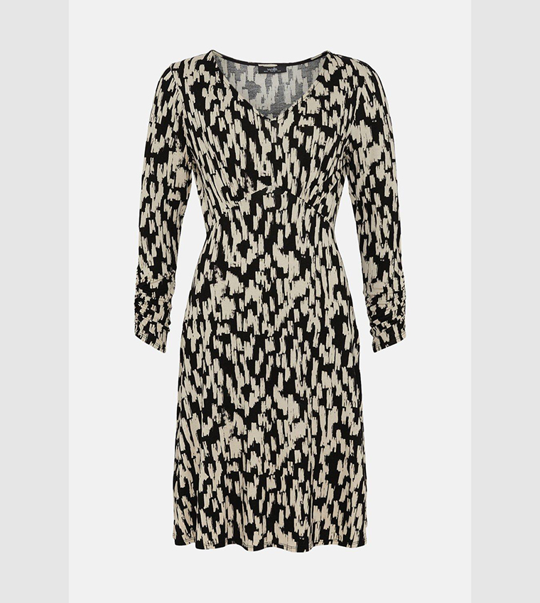 Buy Wallis Mono Scratch Detailed Jersey Swing Dress In Black ...