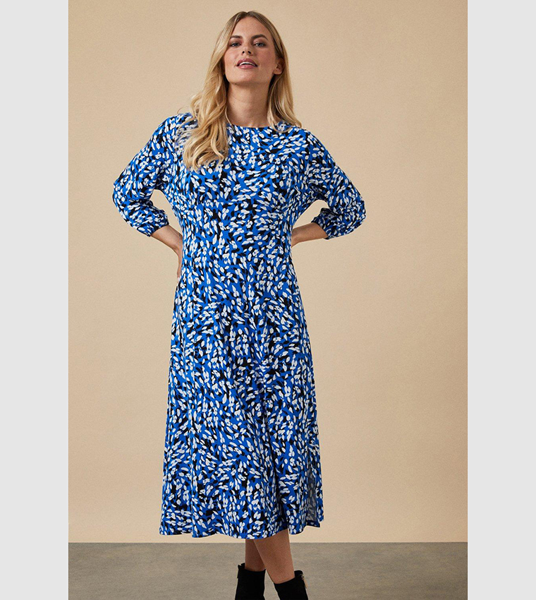 Buy Wallis Blue Abstract Jersey Midi Dress In Blue | 6thStreet Kuwait