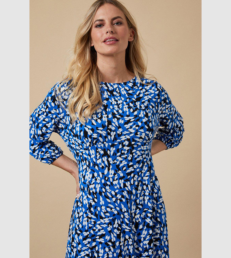 Buy Wallis Blue Abstract Jersey Midi Dress In Blue | 6thStreet Kuwait