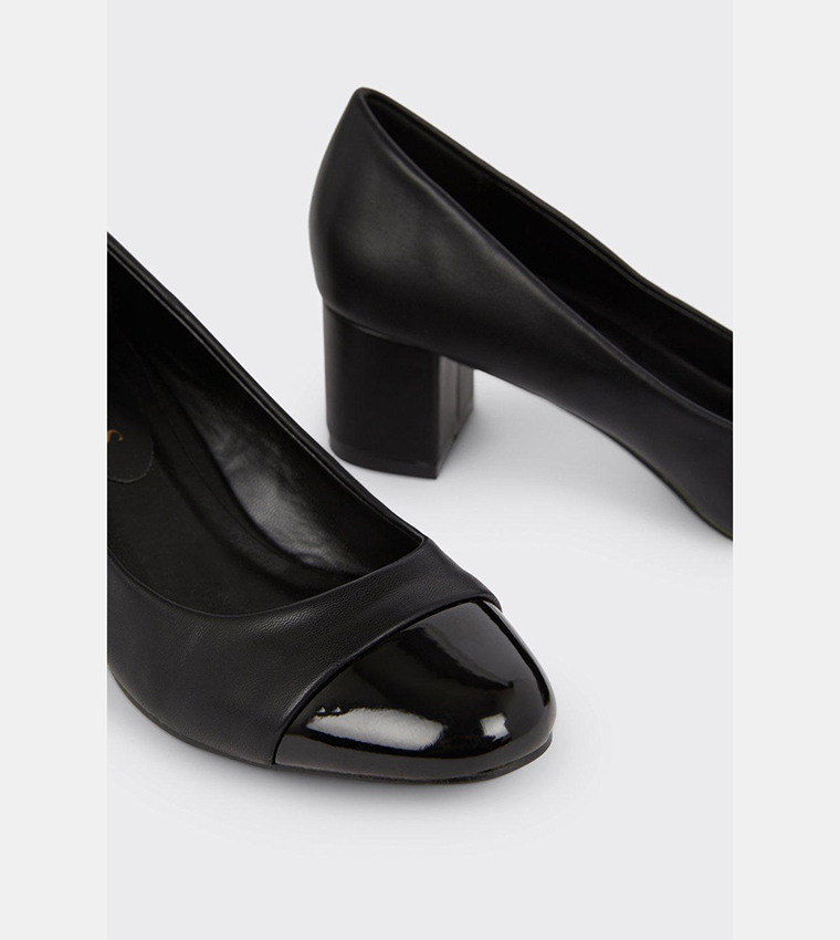 Buy Wallis Lucia Toe Cap Block Heel Court Shoes In Black | 6thStreet ...