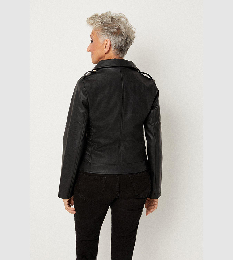 Buy Wallis Black Faux Leather Biker Jacket In Black | 6thStreet Kuwait