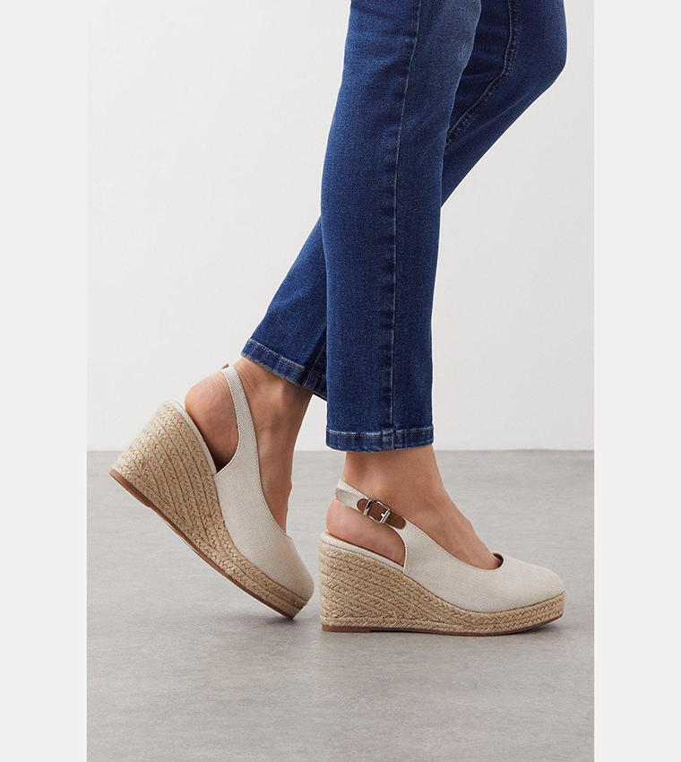 Buy Wallis Outlet Wide Fit Rosalie Slingback Espadrille Wedges In Beige ...