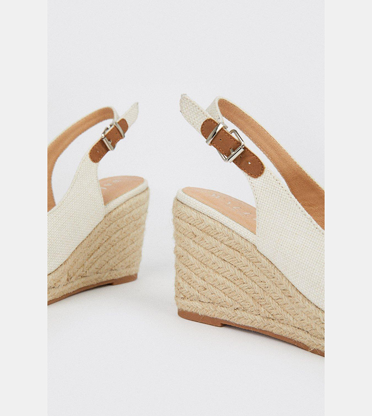 Buy Wallis Outlet Wide Fit Rosalie Slingback Espadrille Wedges In Beige ...