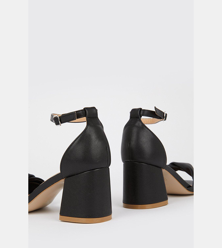 Buy Wallis Wide Fit Sophia Soft Twist Low Block Heeled Sandals In Black ...