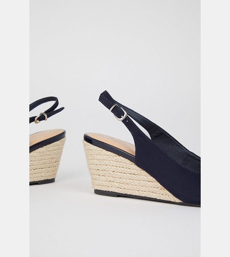 Buy Wallis Slingback Almond Toe Low Espadrille Wedges Courts In DARK ...