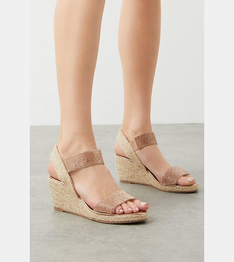 Buy Wallis Rainey Diamante Double Strap Slingback Espadrille Wedges In ...