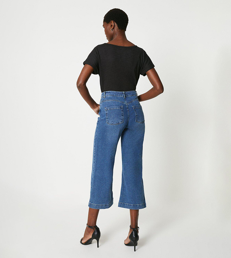 Buy Wallis Heather Crop Wide Leg Jeans In Blue | 6thStreet Saudi Arabia