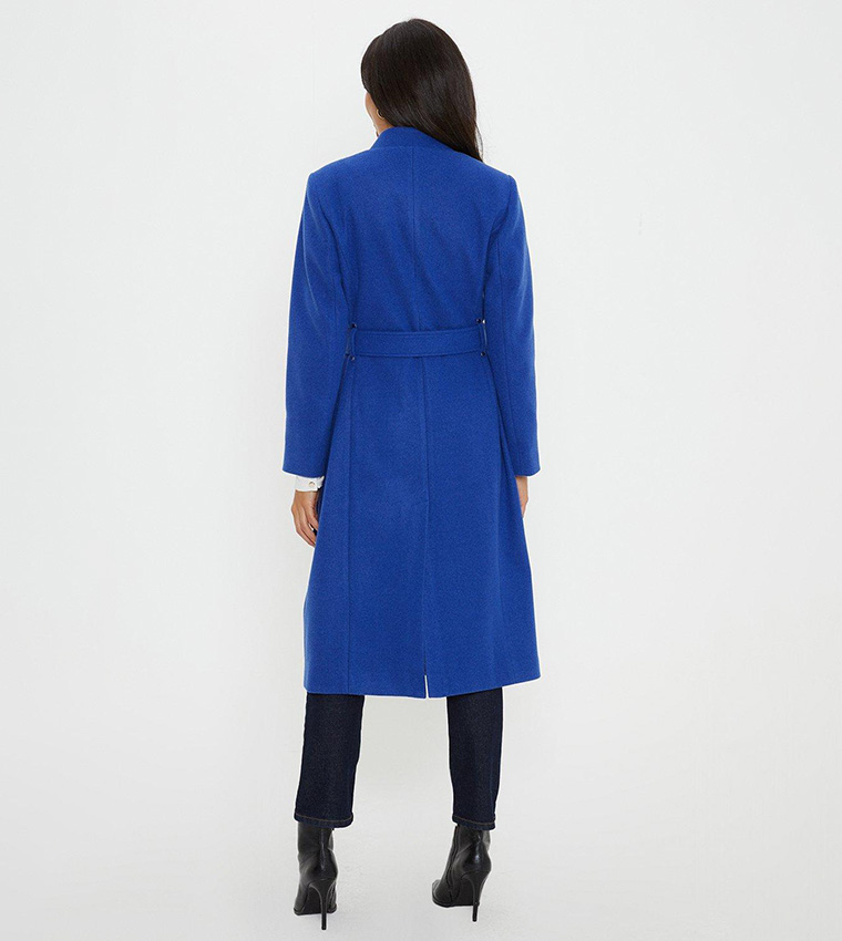 Buy Wallis Blue Collar Detail Belted Wrap Coat In COBALT | 6thStreet ...