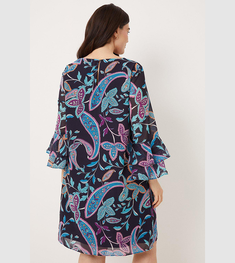 Buy Wallis Curve Blue Paisley Shift Dress In Blue | 6thStreet Bahrain