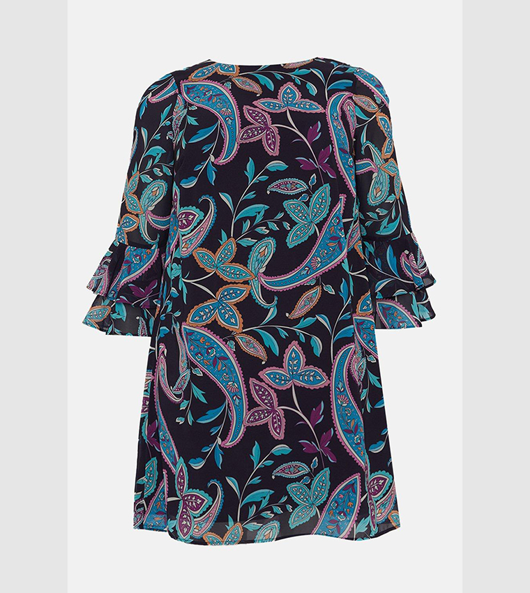 Buy Wallis Curve Blue Paisley Shift Dress In Blue | 6thStreet Bahrain