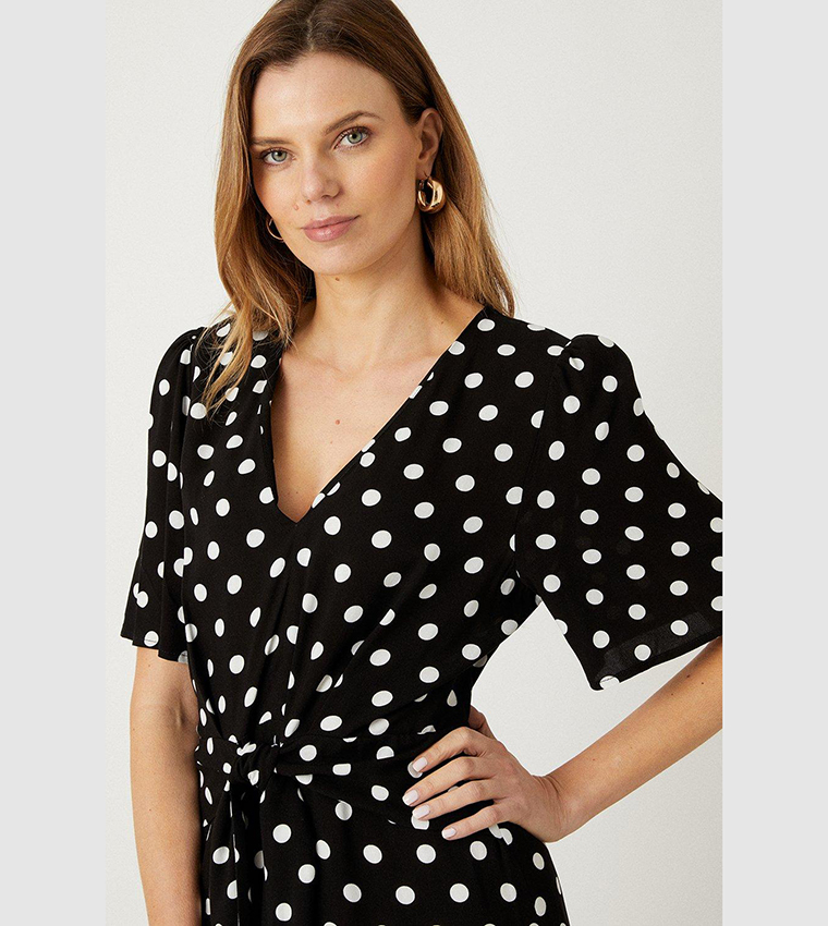 Buy Wallis Mono Spot Tie Front Midi Dress In Multiple Colors ...