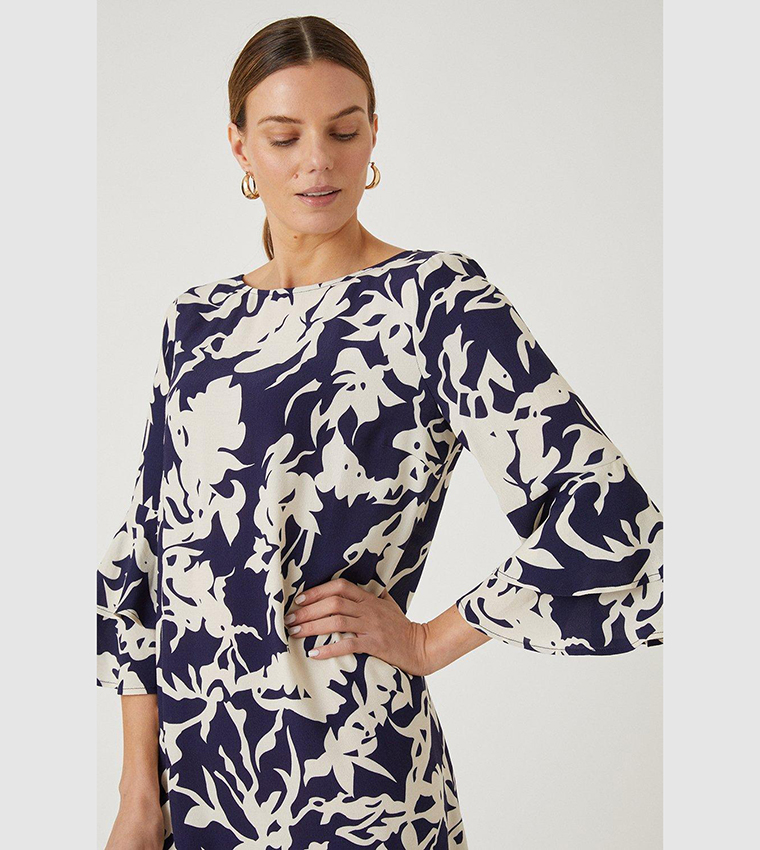 Buy Wallis Mono Shadow Floral Print Shift Dress In Multiple Colors ...