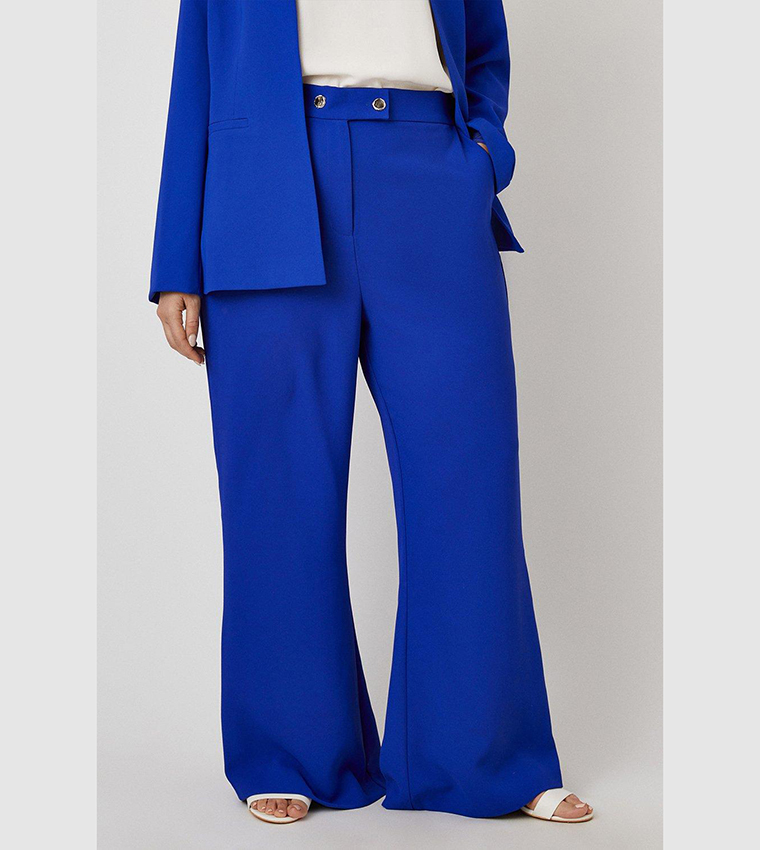 Buy Wallis Curve Double Button Wide Leg Trousers In COBALT | 6thStreet ...