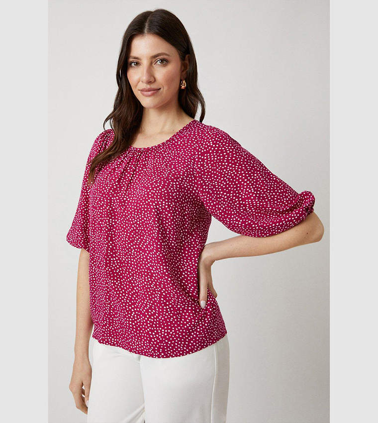 Buy Wallis Pink Spot Woven Top In Pink | 6thStreet Oman
