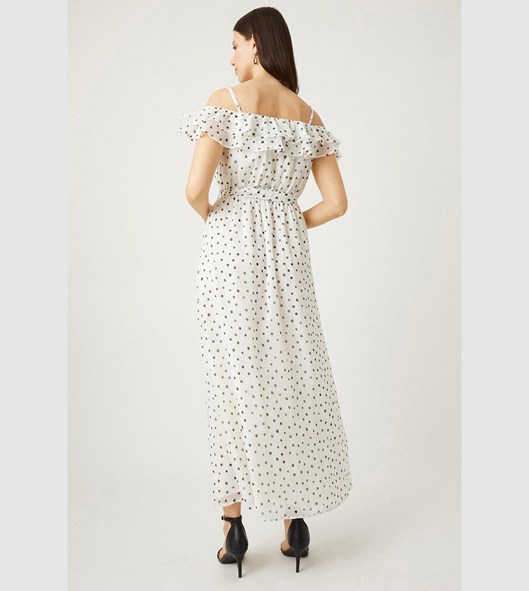 Buy Wallis Tall Ivory Spot Ruffle Maxi Dress In Ivory | 6thStreet Kuwait