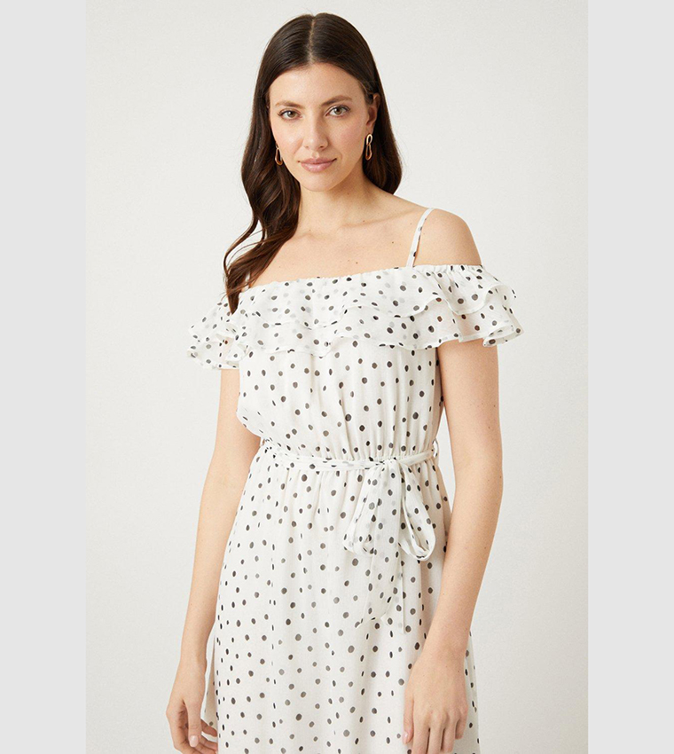 Buy Wallis Tall Ivory Spot Ruffle Maxi Dress In Ivory | 6thStreet Kuwait