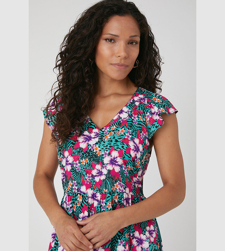 Buy Wallis Tropical Tiered Viscose Midi Dress In Multiple Colors ...