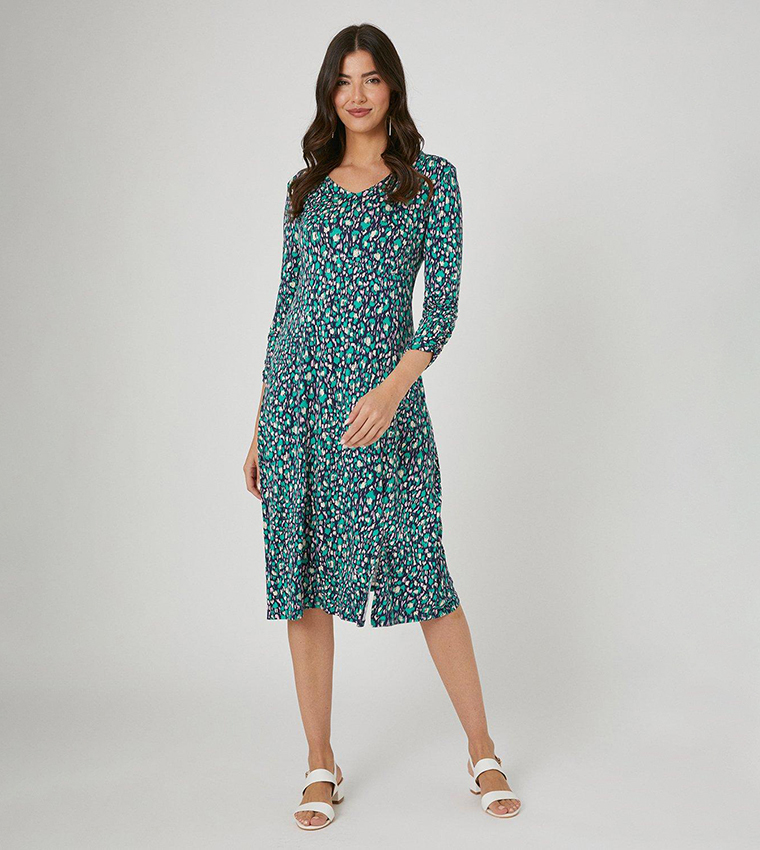 Buy Wallis Blue Geo Empire Seam Jersey Midi Dress In Blue | 6thStreet ...