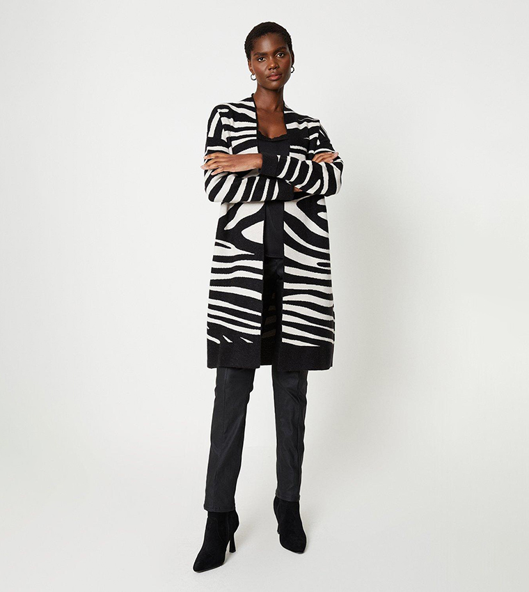 Buy Wallis Longline Zebra Print Cardigan In Ivory | 6thStreet Qatar