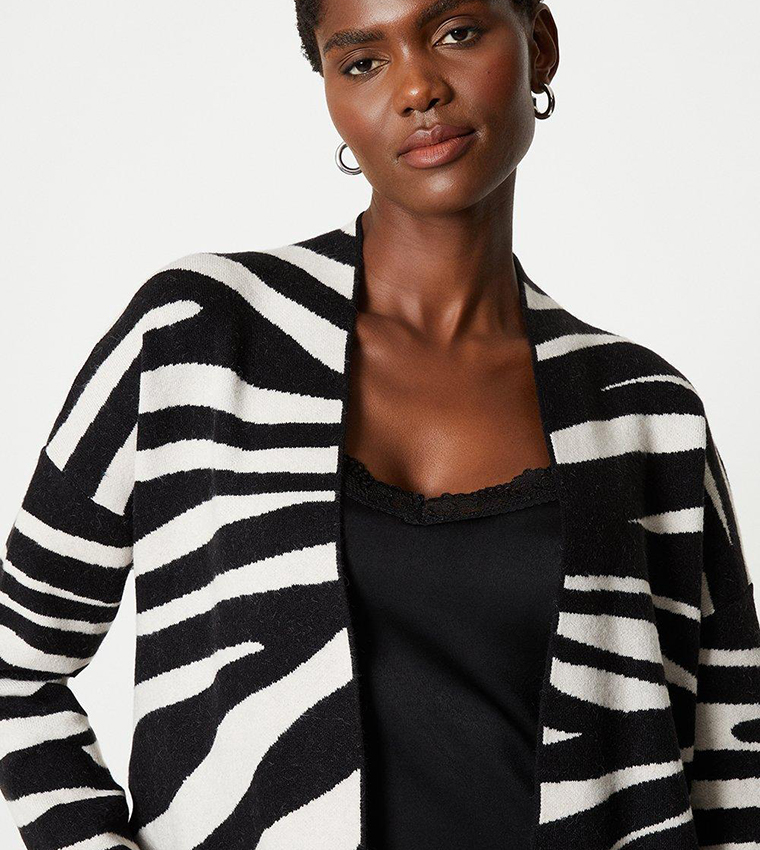 Buy Wallis Longline Zebra Print Cardigan In Ivory | 6thStreet Qatar