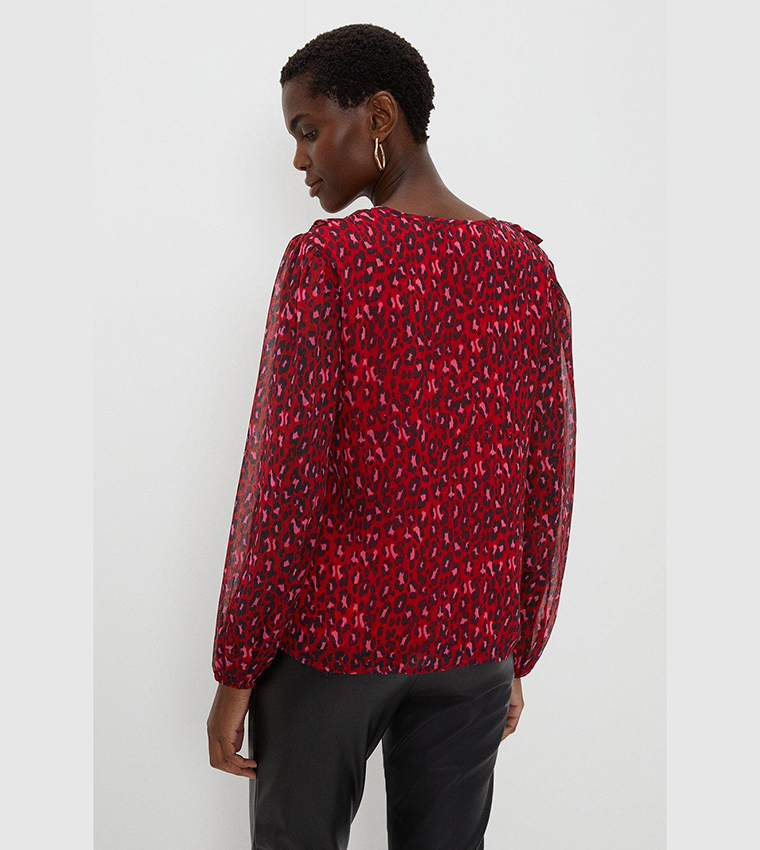 Buy Wallis Red Animal Print Frill Front Top In Red | 6thStreet Saudi Arabia