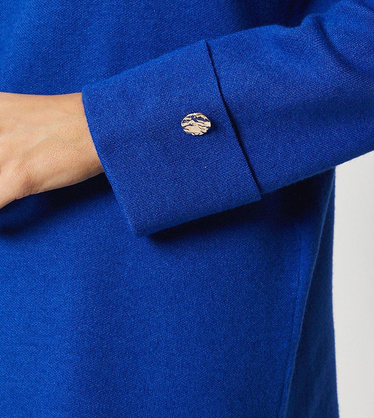 Buy Wallis Roll Neck Cuff Detail Jumper In Blue | 6thStreet Qatar